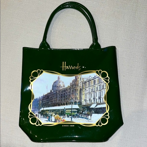 Harrods | Bags | Harrods Green Canvas Tote With Elegant Gold Framed ...